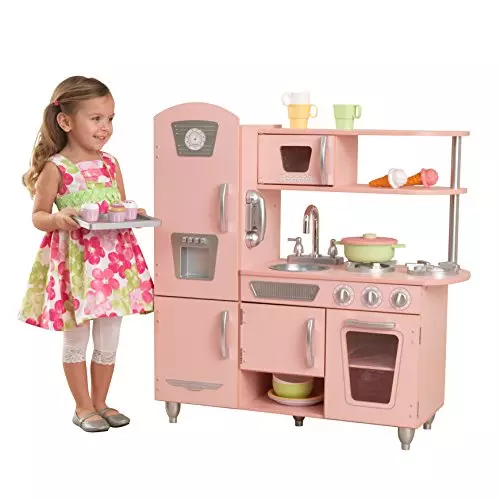 KidKraft 53179 Roze vintage houten speelgoedkeuken voor kinderen met telefoon inbegrepen voor toneelspel, roze