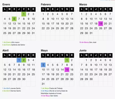 Madridi töökalender