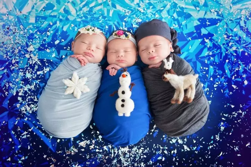 Die entzückende Fotosession mit drei Babys, inspiriert vom Film „Frozen“
