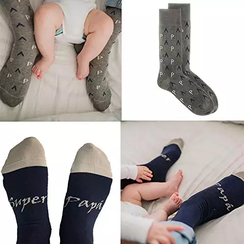 Meias MIMUSELINA Dia do Pai, Pack de dois pares de meias originais para dar ao pai, meia super pai