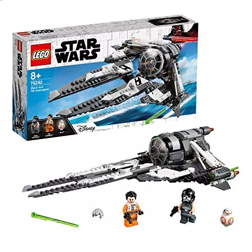 LEGO Star Wars - TIE Black Ace 拦截器，星球大战宇宙飞船建造玩具，包括 Griff、Poe 和 BB-8 小人仔 (75242)