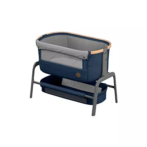 Maxi-Cosi Iora Детская кроватка с регулируемой высотой, Наклон с простой функцией скольжения, Матрас в комплекте, Детская кроватка 0 месяцев - 9 кг, Essential Blue, синий