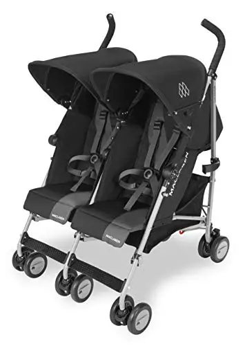 IMaclaren Twin Triumph Double Stroller-Ikhaphukhaphu, iinyanga ezi-6 ukuya kwi-50kg, ingena kuMacango amaninzi, iCanopy eYandiswayo nge-UPF 50+