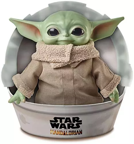 Inyenyeri Yintambara Baby Yoda Umuhungu wo murukurikirane rwa Mandalorian, ishusho ya cm 28, icyatsi, (Mattel GWD85)