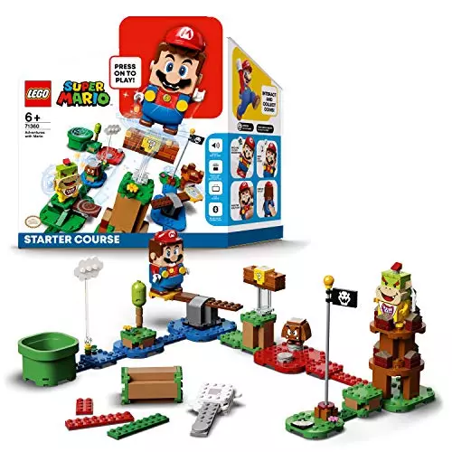 LEGO Super Mario - Starter Pack: Amahirwe hamwe na Mario, igikinisho cyo guhanga nimpano kubahungu nabakobwa, guhuza LEGO gushiraho hamwe na LEGO Mario, Bowsy na Goomba (71360)