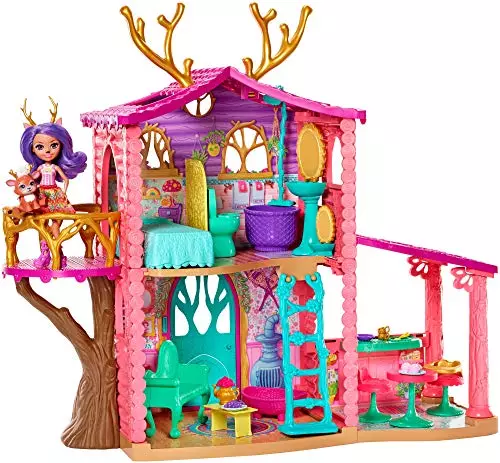 Enchantimals - Balay sa Danessa nga adunay Doll ug Pet ni Danessa, Balay nga Dollhouse nga adunay mga aksesorya (Mattel GW90)