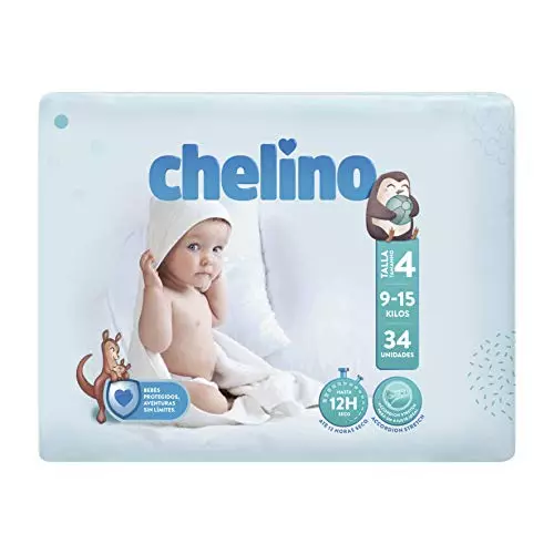 Chelino Fashion & Love - Scutece pentru bebelusi cu greutatea intre 9 si 15 kg, Marimea 4, pachet de 34