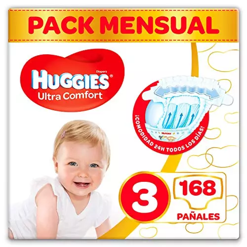 ក្រណាត់កន្ទបទារក Huggies Ultra Comfort Size 3 (4-9 Kg) - ក្រណាត់កន្ទបទារកចំនួន 168