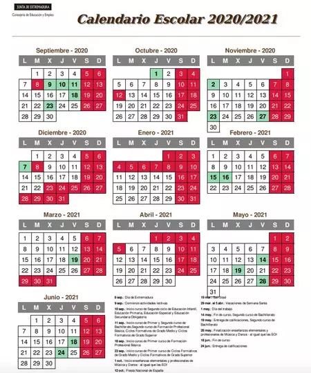 školski-kalendar-2020-2021-ekstremadura