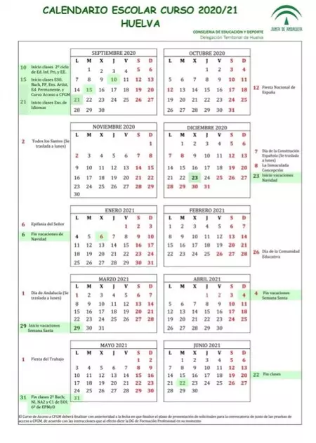 Školski kalendar-2020-2021-Huelva