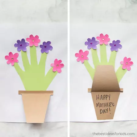Κάρτα χειροτεχνίας για τη γιορτή της μητέρας Λουλούδια