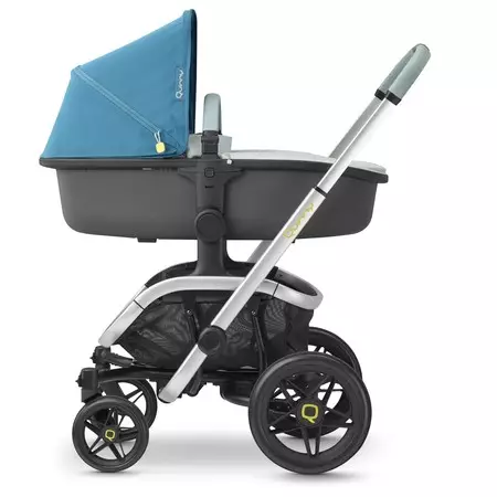 Aptica Quattro Inglesina Carrycot Modular Stroller System, កៅអីសម្រាប់ Stroller, កៅអីរថយន្ត និង Standup Support Niagara Blue ប្រផេះ