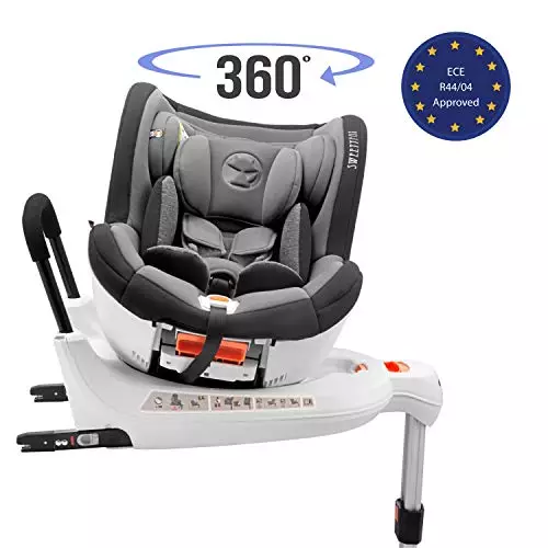 ບ່ອນນັ່ງໃນລົດ swivel 0-18kg, 360º, Isofix, ກຸ່ມ 0+/1, ລະບຽບ ECE R44/4 (ຄວາມປອດໄພສູງສຸດສໍາລັບລູກຂອງທ່ານ) - ບ່ອນນັ່ງໃນລົດ 0+1, reclining, rotating ມີບ່ອນນັ່ງ Booster ສໍາລັບເດັກນ້ອຍ