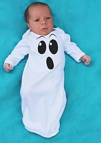 Baby Moo's Halloween Baby Costume/Ghost Baby Gown Bundler/Ghoul Fancy Dress Costume Baby Boys or Girls (3-6 Lub Hlis)