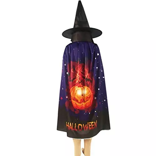 Lightcolor Halloween Jubah + Topi Halloween Aksesori Unisex Cosplay Kostum Prank Penyihir Kostum Halloween Oranye