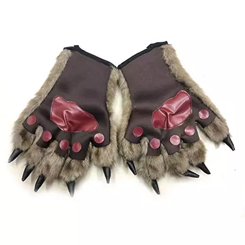 Exuberantes patas de oso Guantes de lobishome Luvas de garras para nenos Accesorios ou agasallos para a festa de Halloween