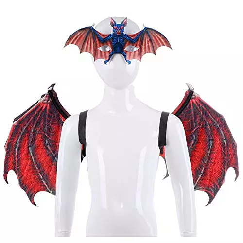 Ailes de dragon d'Halloween pour enfants, ailes de déguisement pour enfants Masque d'animal Accessoire de queue d'aile de dragon pour garçons filles Dinosaure Pretend Play Party Favors