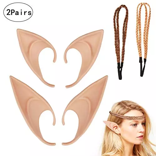 ZoomSky Twa sets fan lateks earen Interesting Ear Elf Ear Funny Halloween Party Dress Up