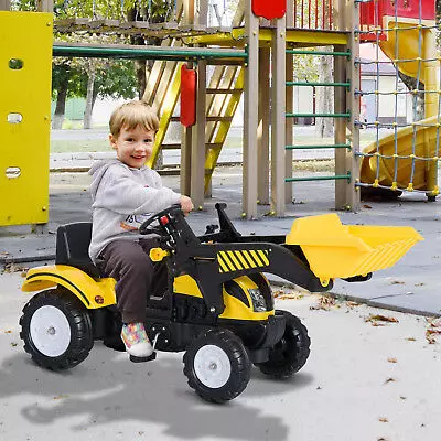 Traktè Pedal Excavator Kamyon + Pèl devan pou Timoun 3-6 Ans Chaj 35kg