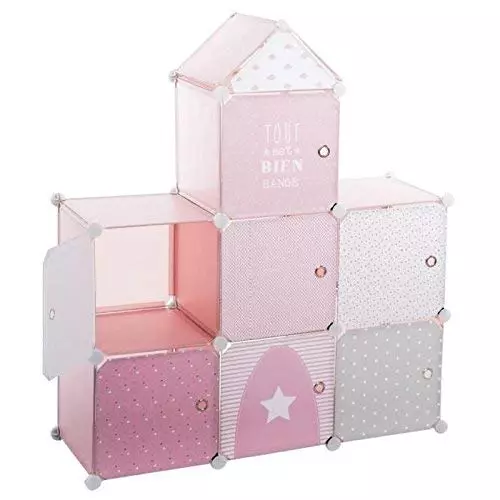 Column storage cabinet - Castle Shape - Color PINK GREY ug WHITE