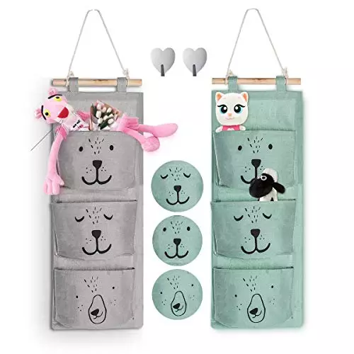 Poches suspendues Aitsite sur la porte | Finition Rangement Porte Organisateur 3 Poches Pliable Sac Organisateur Mur Sac (Cyan+Gris)