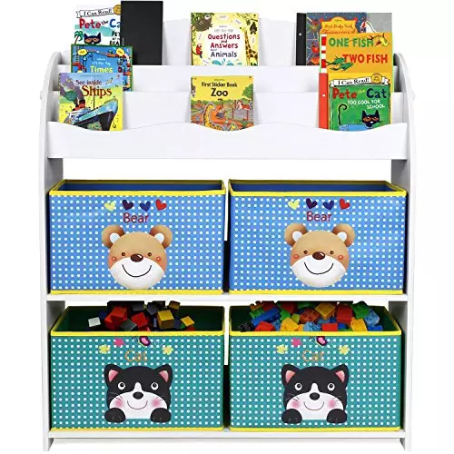 HOMFA Bookcase to store toys books Shelf organizer 82.5 x 29.5 x 97.5 cm