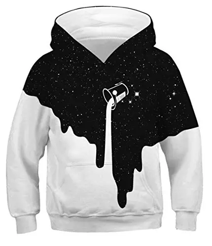 YIMIAO Sweatshirt Boy and Girl 3D Printed Hoodie Novelty Big Pocket Casual Long Sleeve Pullover Sweatshirt (S)