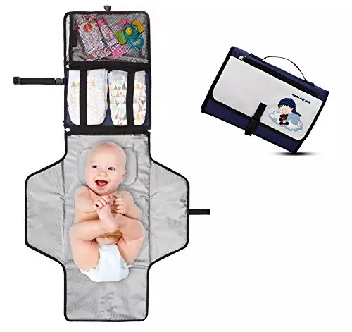 Draachbere babyluierferoaringsmat - Reisferoaringsset - Folslein opfolle - Útnimbere waskbere mat - Foar gebrûk bûten it hûs - Perfekt as kado! - Baby Dream