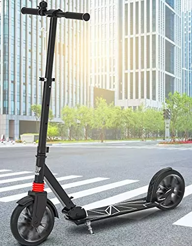 Peradix Scooter pou Timoun ak Adilt, Scooter pliye ak fren ak transpò fasil, 4-nivo gidon reglabl apwopriye pou diferan laj, Scooter granmoun ak chaj maksimòm 100 KG