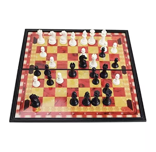 Magnetic Chess, Puzzle Chess Papali, E Meneha ebile Ho Bonolo ho Jara, E Loketse Bana le Batho ba Baholo, Lipapali tsa Kantle kapa Limpho (25X25cm)