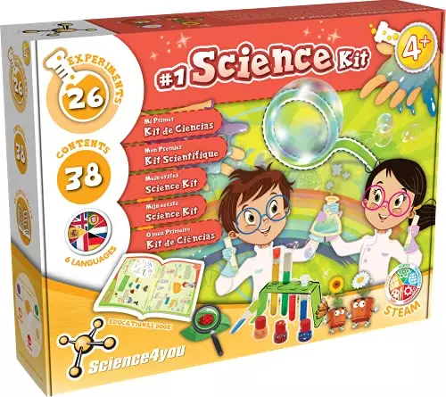 Science4you - Kit Sains Pertama untuk Kanak-kanak 4 Tahun - 26 Eksperimen untuk Kanak-kanak 4 Tahun: Buih Sabun, Set Tadika dan Makmal Warna, Permainan Pendidikan untuk Kanak-kanak 4-7 Tahun