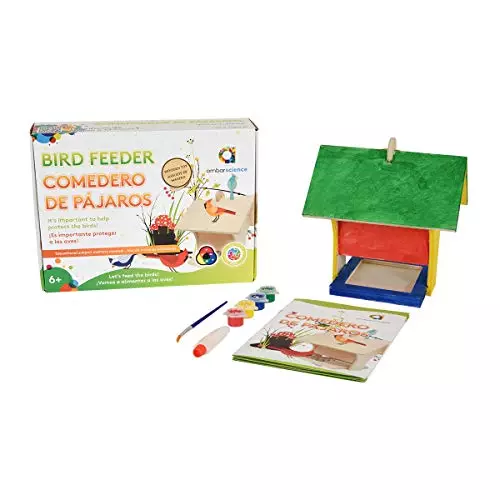 ambarscience- 6+ Çocuklar için Ahşap Birdhouse Besleyici İnşa Et ve Boya. (Ambar Passion S.A. 108400020118)