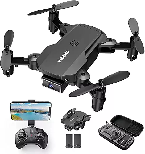 KIDOMO F02 kokkupandav minidroon 1080P kaameraga, RC droonide helikopteri neljakopter lastele algajatele LED-tuledega WiFi FPV kaugjuhtimispult, peata režiim, ühe võtmega õhkutõus ja maandumine