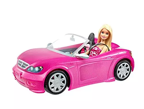 Barbie i njen kabriolet auto lutka sa autom, poklon za devojčice i dečake 3-9 godina (Mattel DJR55)