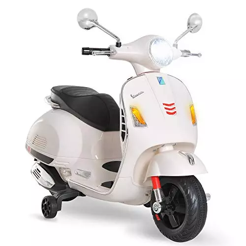 HOMCOM Detský elektrický motocykel Auto Trojkolka Vespa Batéria elektrická kolobežka s ľahkým MP3 USB klaksónom pre deti od 3 rokov Záťaž 30 kg