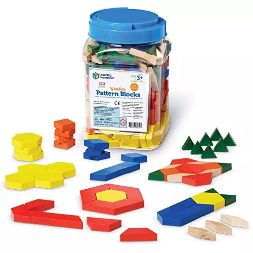 Learning Resources- 1 cm große geometrische Holzklötze (250er-Set), Farbe (0LER0334), Verschiedene Farben/Modelle