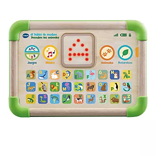 Tableta VTech Discover Animals, xoguete ecolóxico +12 meses feita de madeira certificada FSC versión ESP (3480-613522), cor