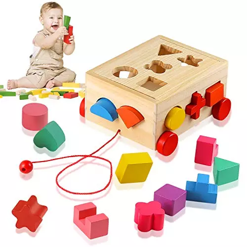 Ulikey Puzzles de madeira Xoguetes para bebés, xogo de puzzle educativo de cubos de madeira Montessori Toy 3 4 5+ Kids, xogo de regalo educativo preescolar de aprendizaxe temperá (A)