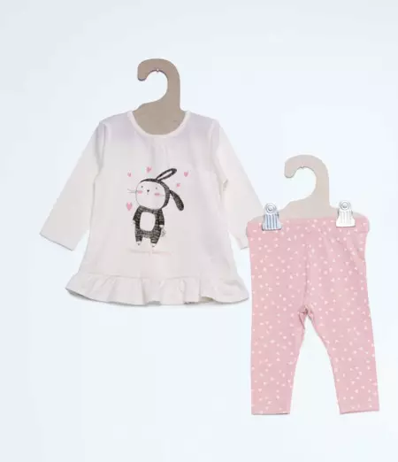 Béžovo-růžová sada triček s legínami Bebe Nina Tv931 4 Zc1