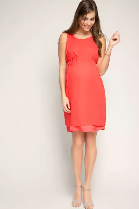 Rochie Sifon In Culoare Coral Reducere Maternitate