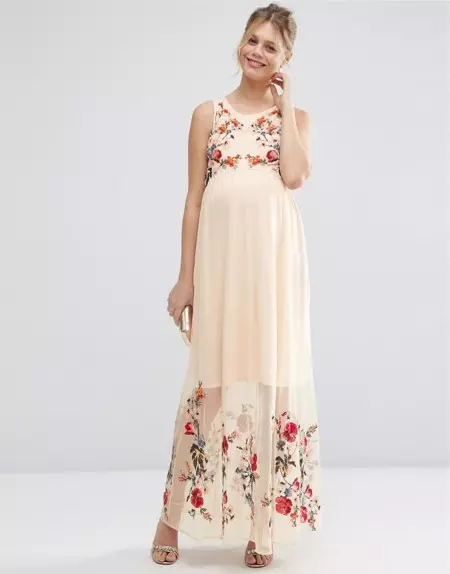 Maternity Embroidered Maxi Dress