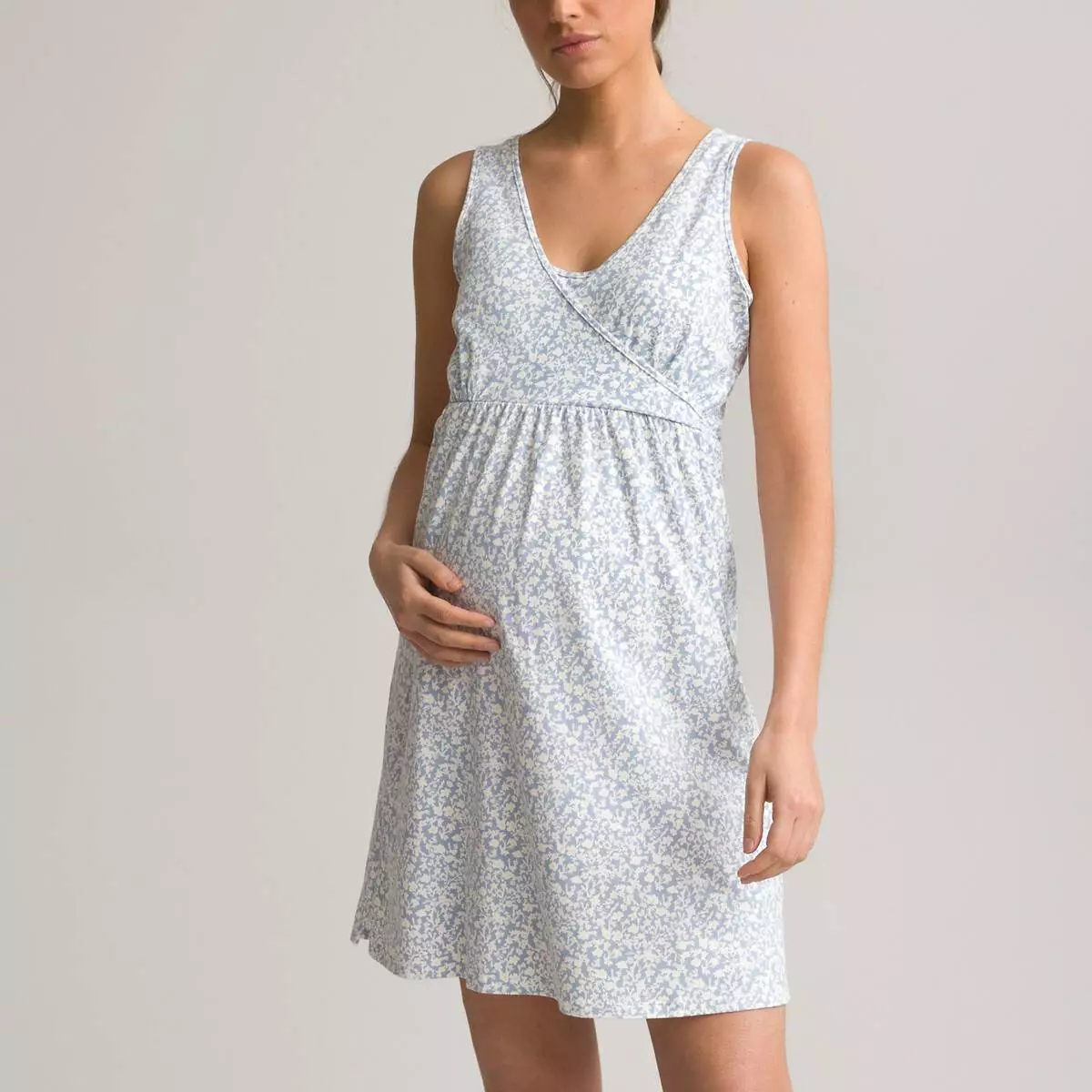 Floral Print Sleeveless Maternity Nightgown