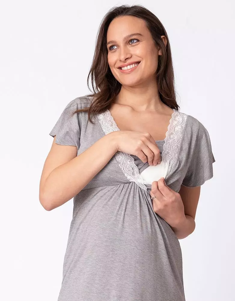 Chemise de nuit allaitement et maternité avec dentelle