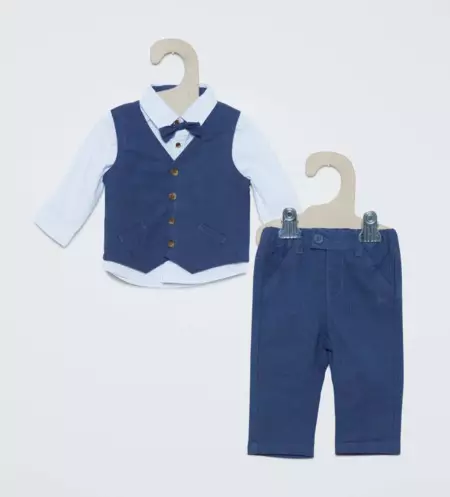 Blue Ọgbọ Ati Owu 3 Nkan aṣọ Baby Boy Tq820 1 Zc1