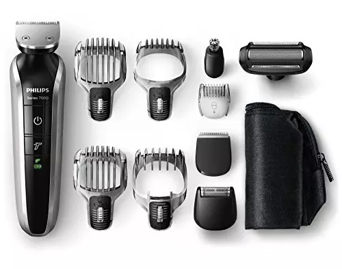 Philips QG3380/16 - Set de aseo persoal, impermeable, con funda de viaxe, negro e laranxa (inclúe 10 accesorios)