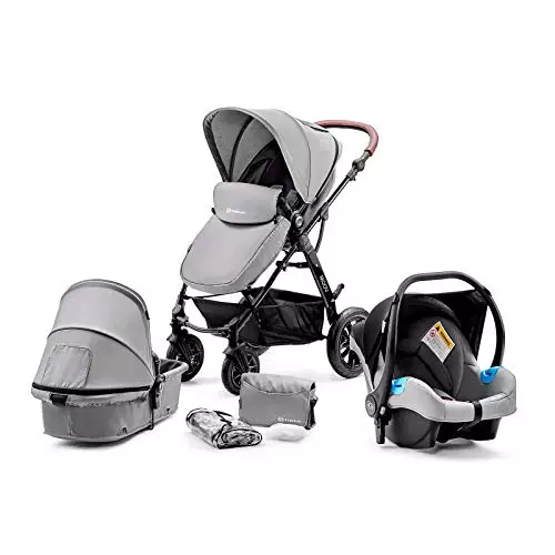 Kinderkraft Moov multifunctional alaga 3in1 stroller ati grẹy ijoko ọkọ ayọkẹlẹ