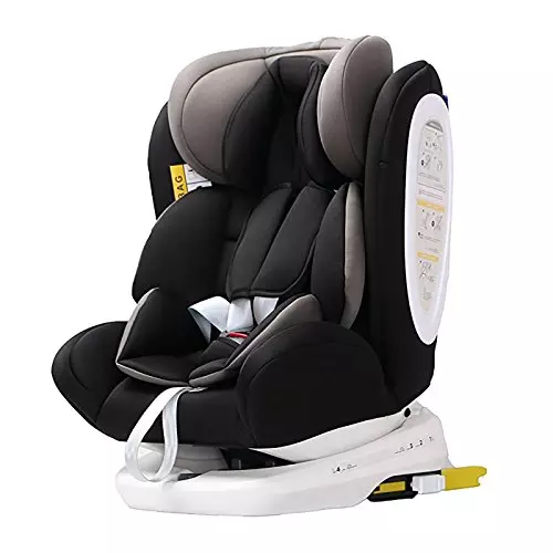 Star Ibaby - Ẹgbẹ ijoko ọkọ ayọkẹlẹ 0+/1/2/3 Isofix 360º yiyi, dudu