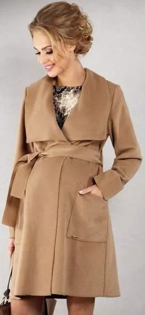 Camel maternity coat