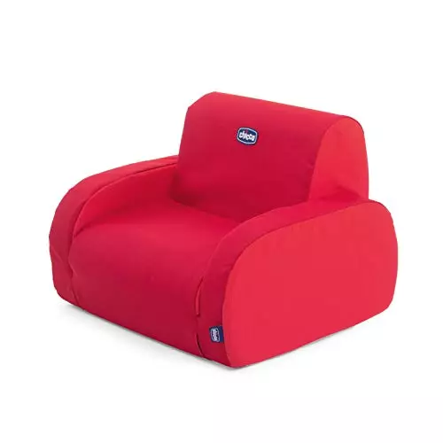 चिको ट्विस्ट चिल्ड्रेन आर्मचेअर चेस लाँग आणि आर्मचेअरमध्ये बदलता येईल, 3 कॉन्फिगरेशनसह मुलांचा सोफा, आरामदायी आणि हलकी खुर्ची, ट्रान्सफॉर्मेबल - 12 महिन्यांपासून पफ चिल्ड्रन, रंग लाल (लाल)