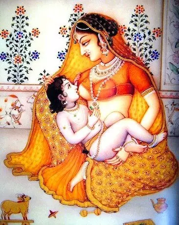 Krishna amamentado por Yasoda
